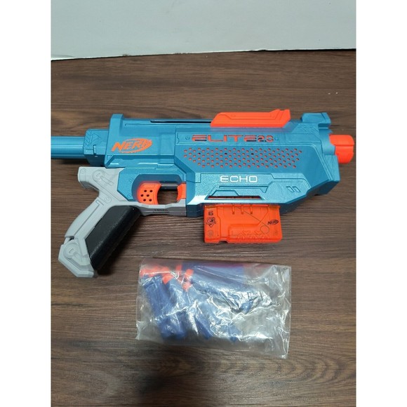 Nerf | Toys | Nerf Elite 2 Echo Blaster Dart Gun Blue Orange Euc With 6 ...